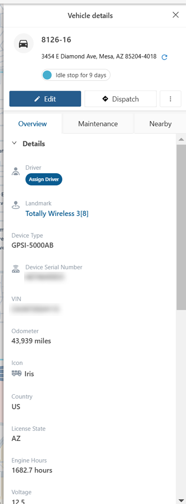Vehicle Card Status Bar | Wex Telematics
