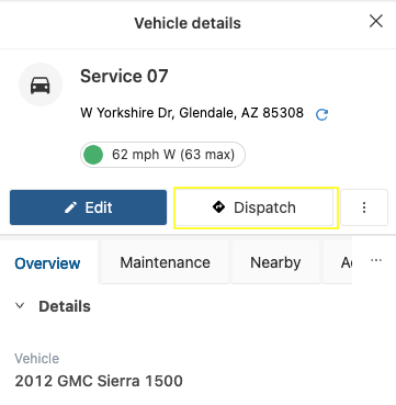 Send Dispatch button | GPS Insight Help Center